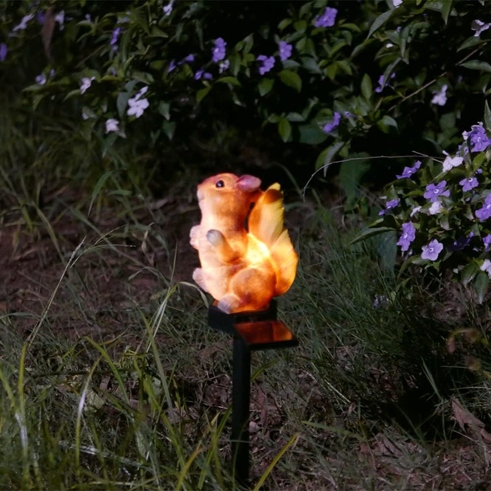 LinsCraft Squirrel Garden Decor Solar Lights Outdoor Stakes Decorative ...