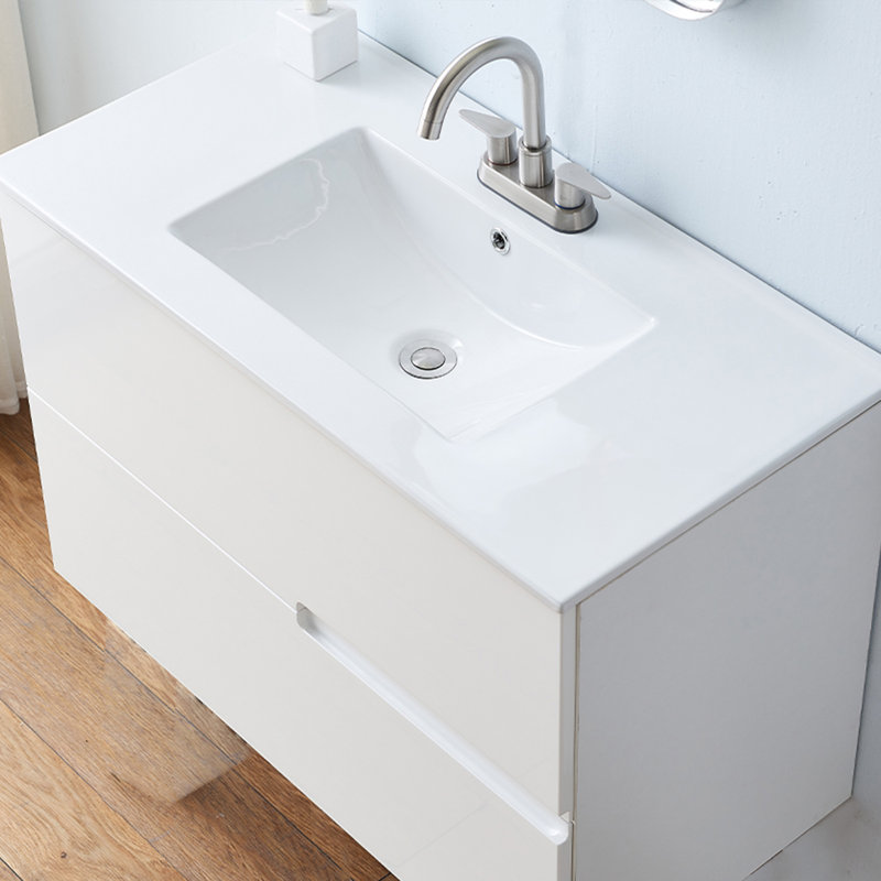 Wrought Studio™ Khamille 36'' White Modern Single Bathroom Vanity with ...