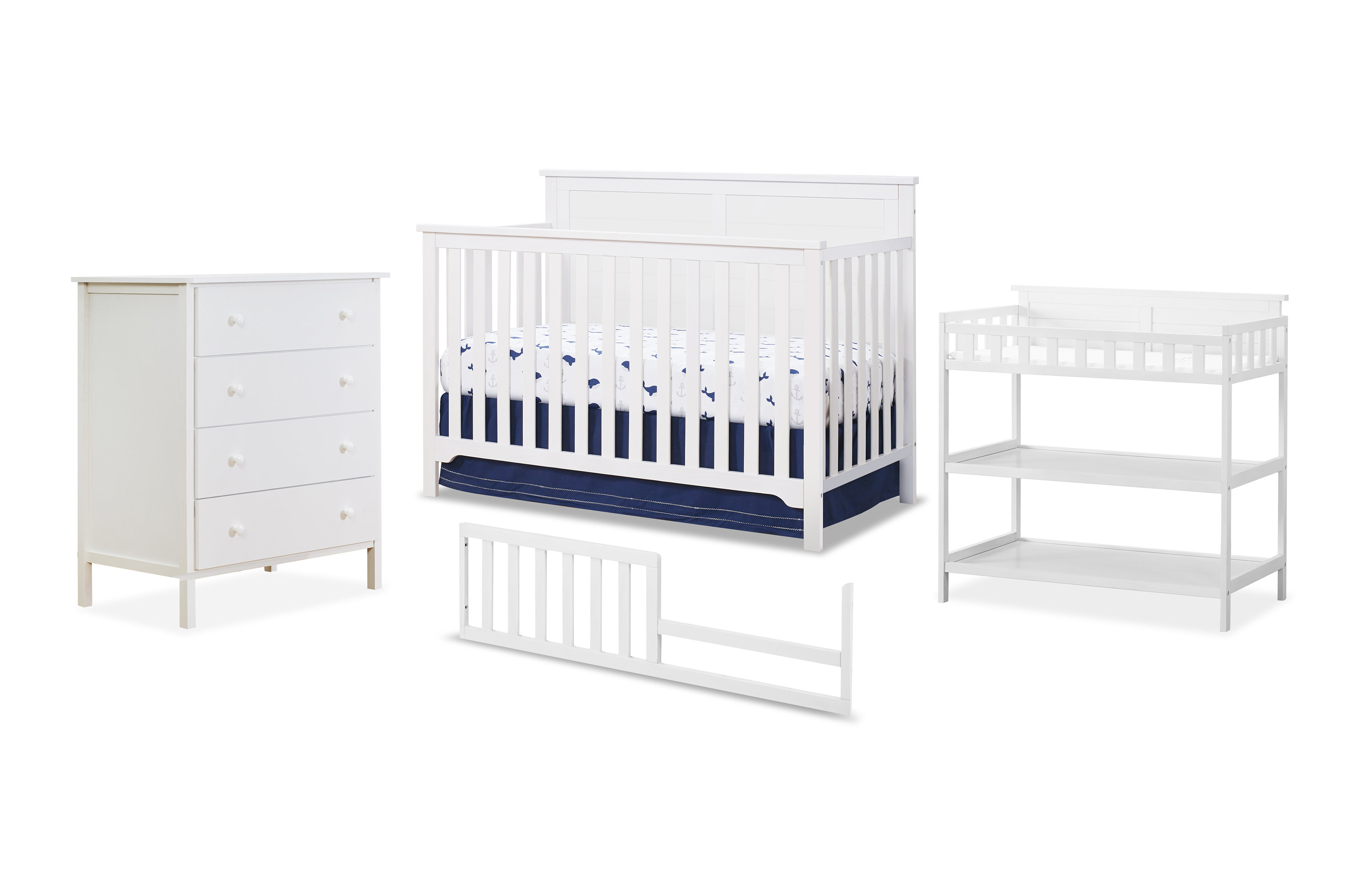 Sorelle Convertible Standard Attached to Crib 4 - Piece Nursery ...