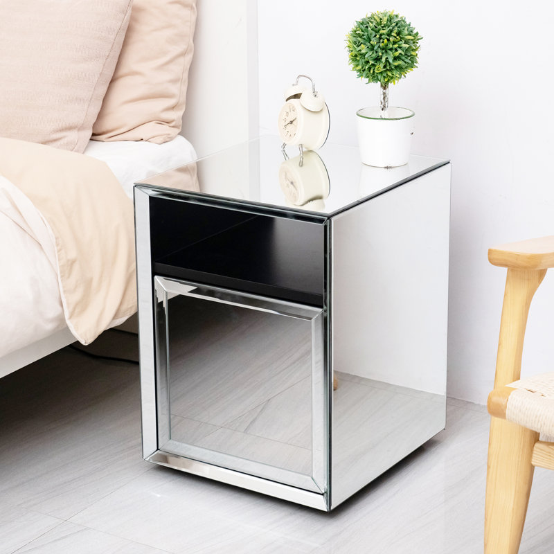 Mercer41 Efrian Glass Nightstand | Wayfair