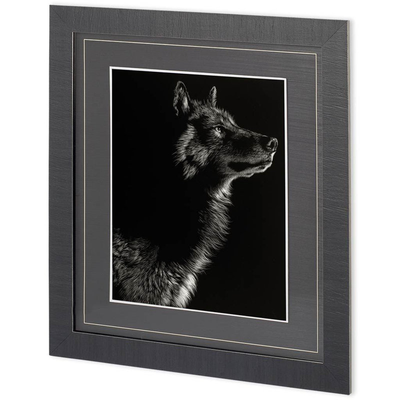 Hokku Designs Custom Scratchboard Wolf II - Single Picture Frame Print ...