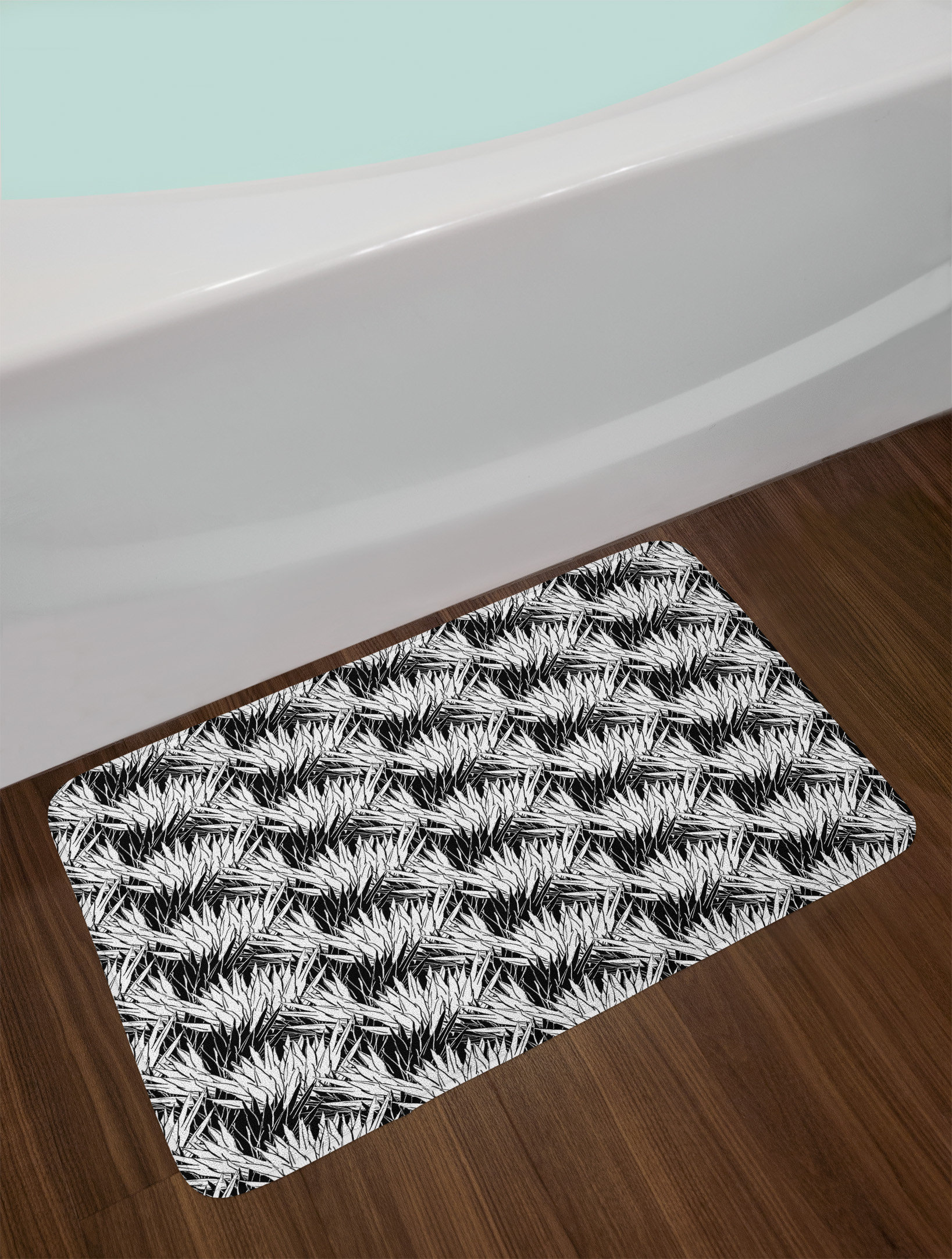 Ambesonne Tropical Plush Bath Mat, Monochrome Simplistic Palm, 30.2"x20 ...