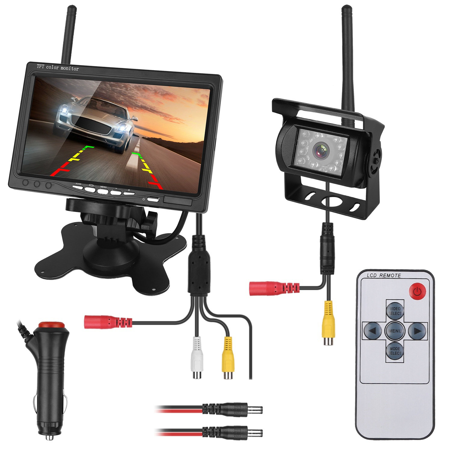 Edge Collections Wireless Backup Camera System with 7In Monitor Night ...