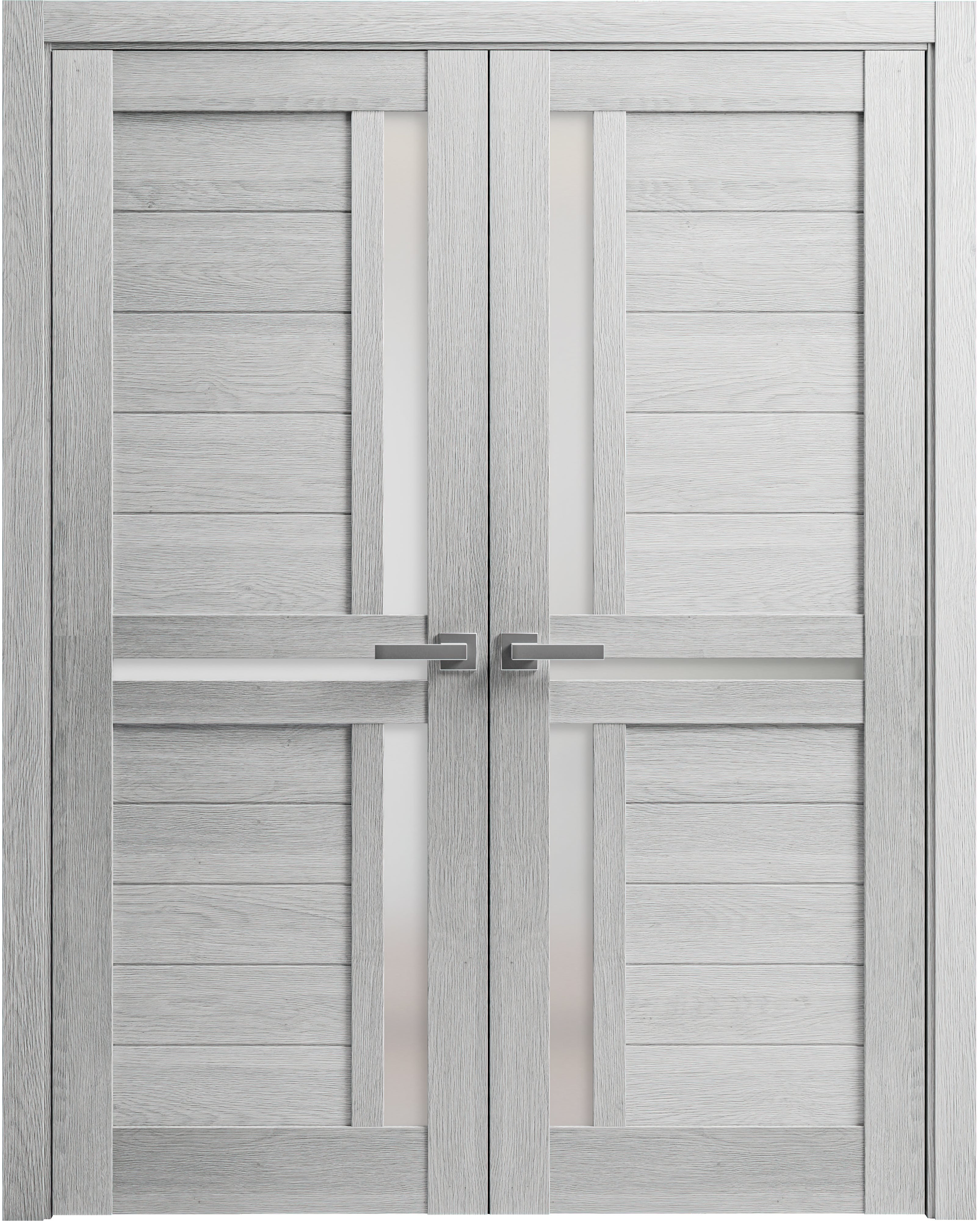 SARTODOORS Veregio Frosted Glass Solid French Double Grey Oak Doors ...