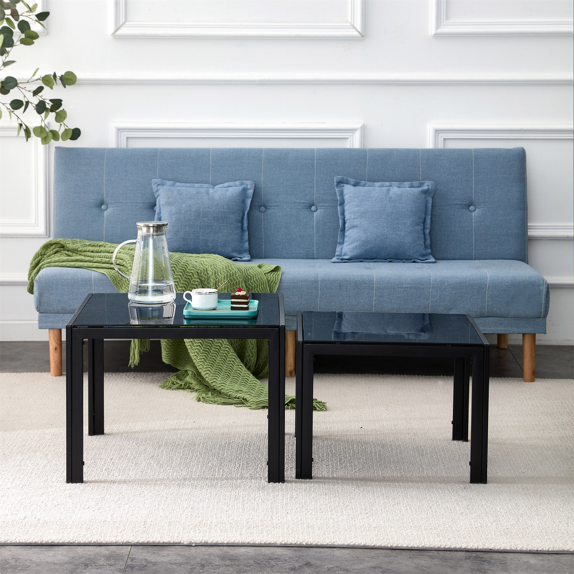 George Oliver Nesting Coffee Table Set Of 2, Square Stacking Table With ...