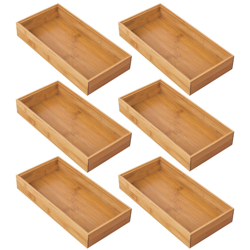 mDesign Stackable Wooden Bamboo Drawer Organizer Tray | Wayfair