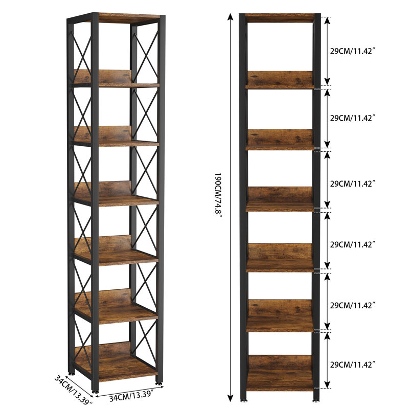 17 Stories 6-Tier Tall Narrow Bookcase,Wood Corner Shelf Storage ...