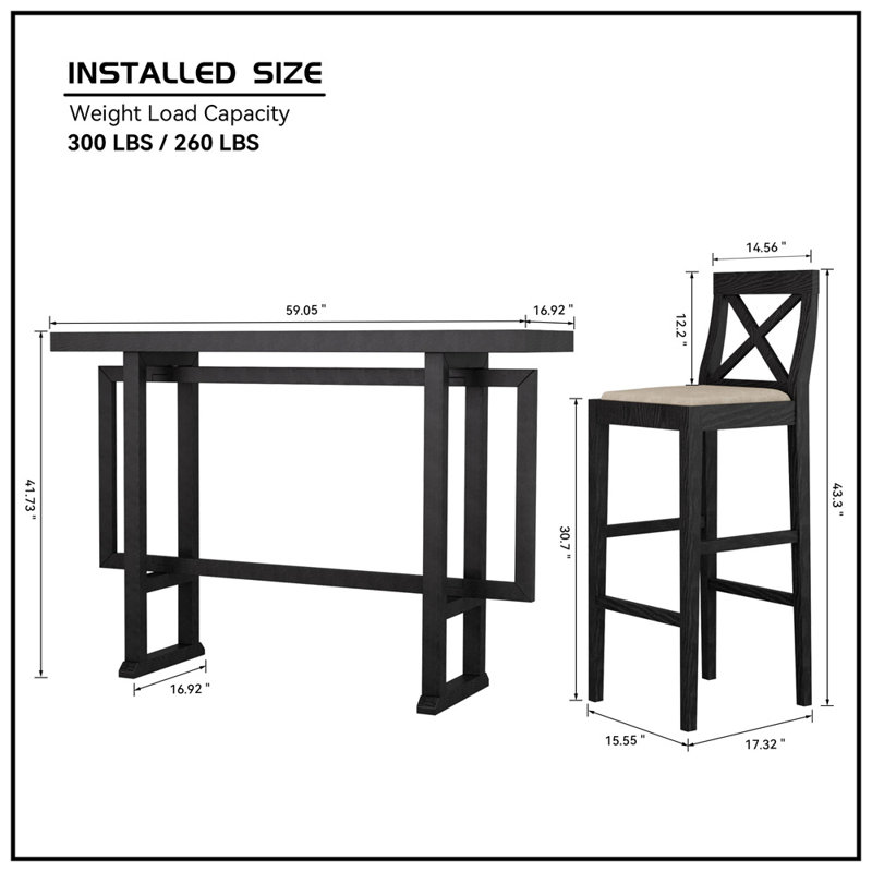 Breakwater Bay Kitchen Counter Height Dining Table Set With 2 Bar ...