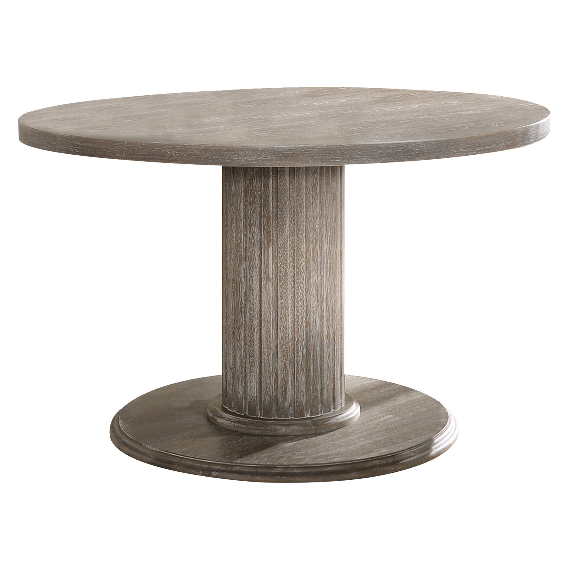 Gracie Oaks Reclaimed Gray Finish Dining Table , Classic Round For ...