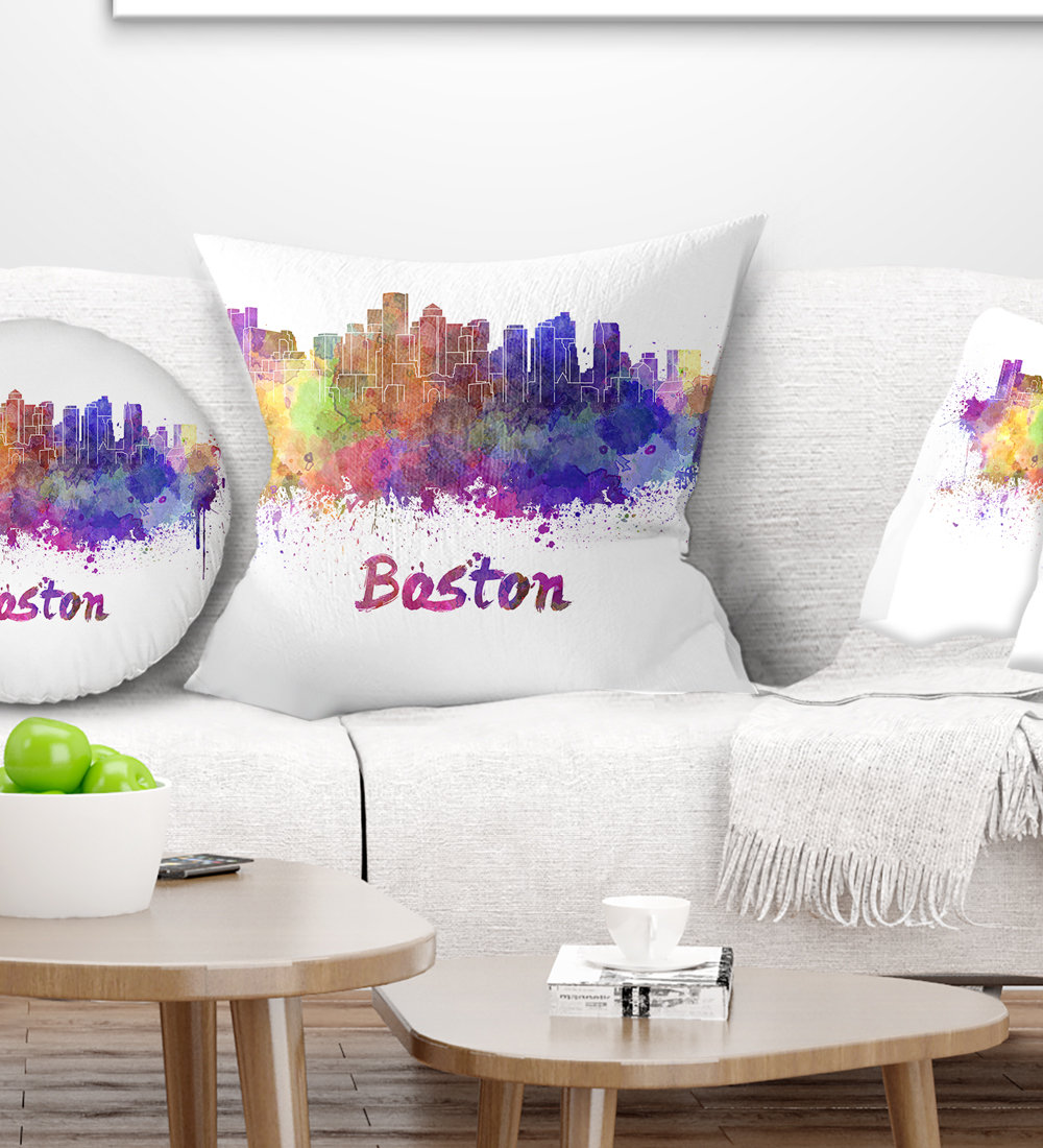 Design Art Boston Skyline - Cityscape Printed Pillow | Wayfair