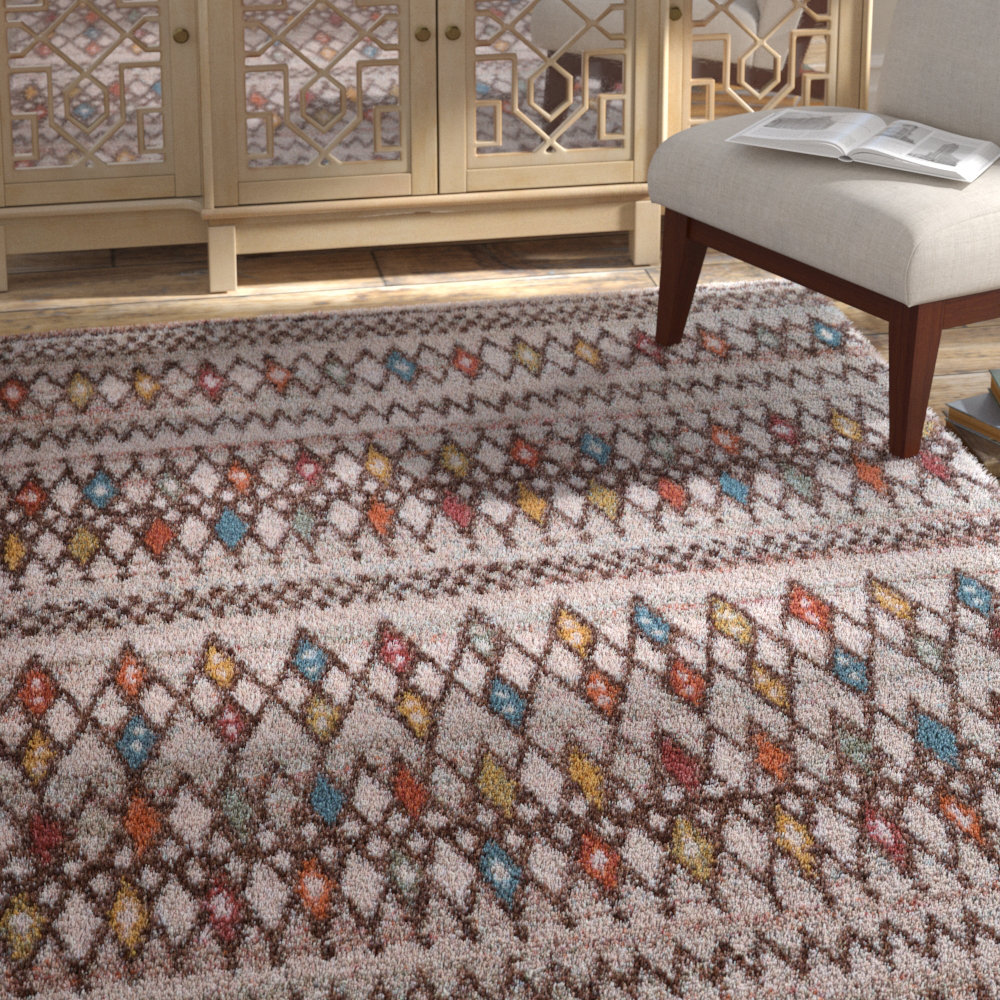 Steelside™ Romeo Geometric Brown/Beige Area Rug | Wayfair