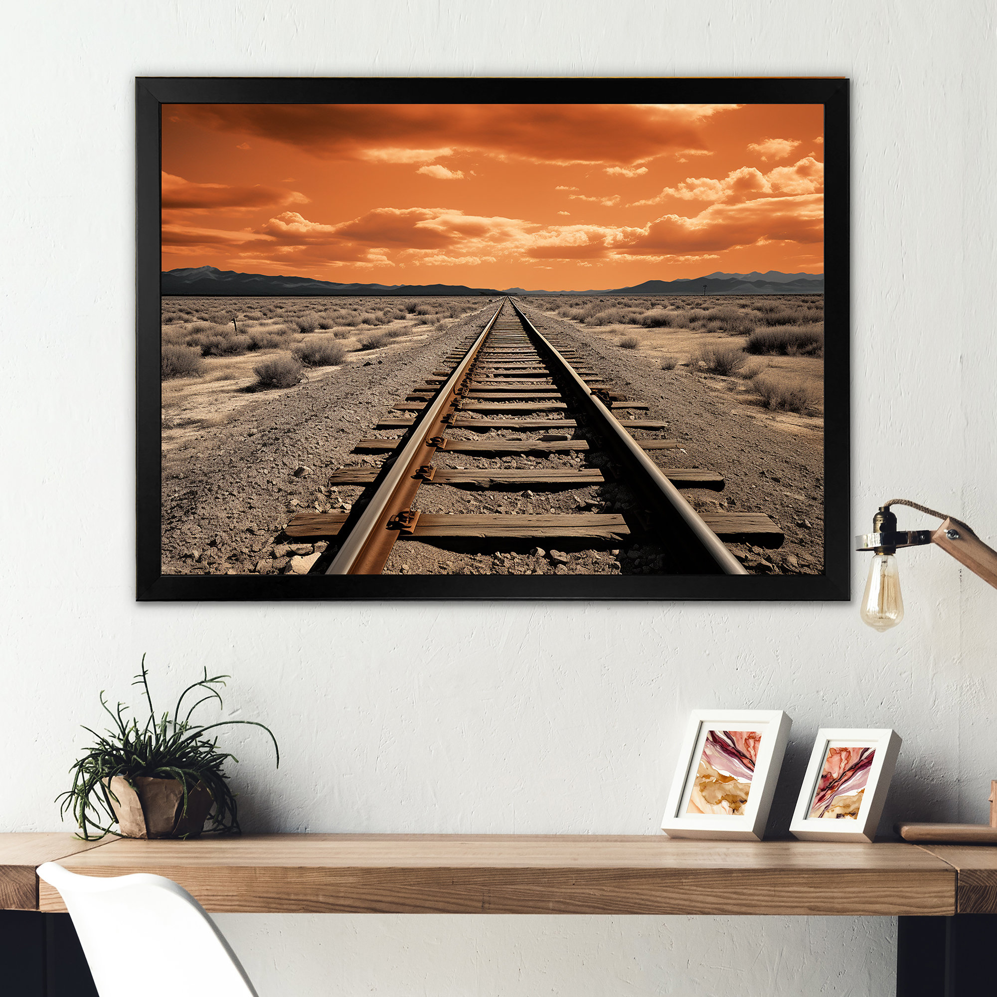 DesignArt " Train Tracks Minimalism Scenery " | Wayfair
