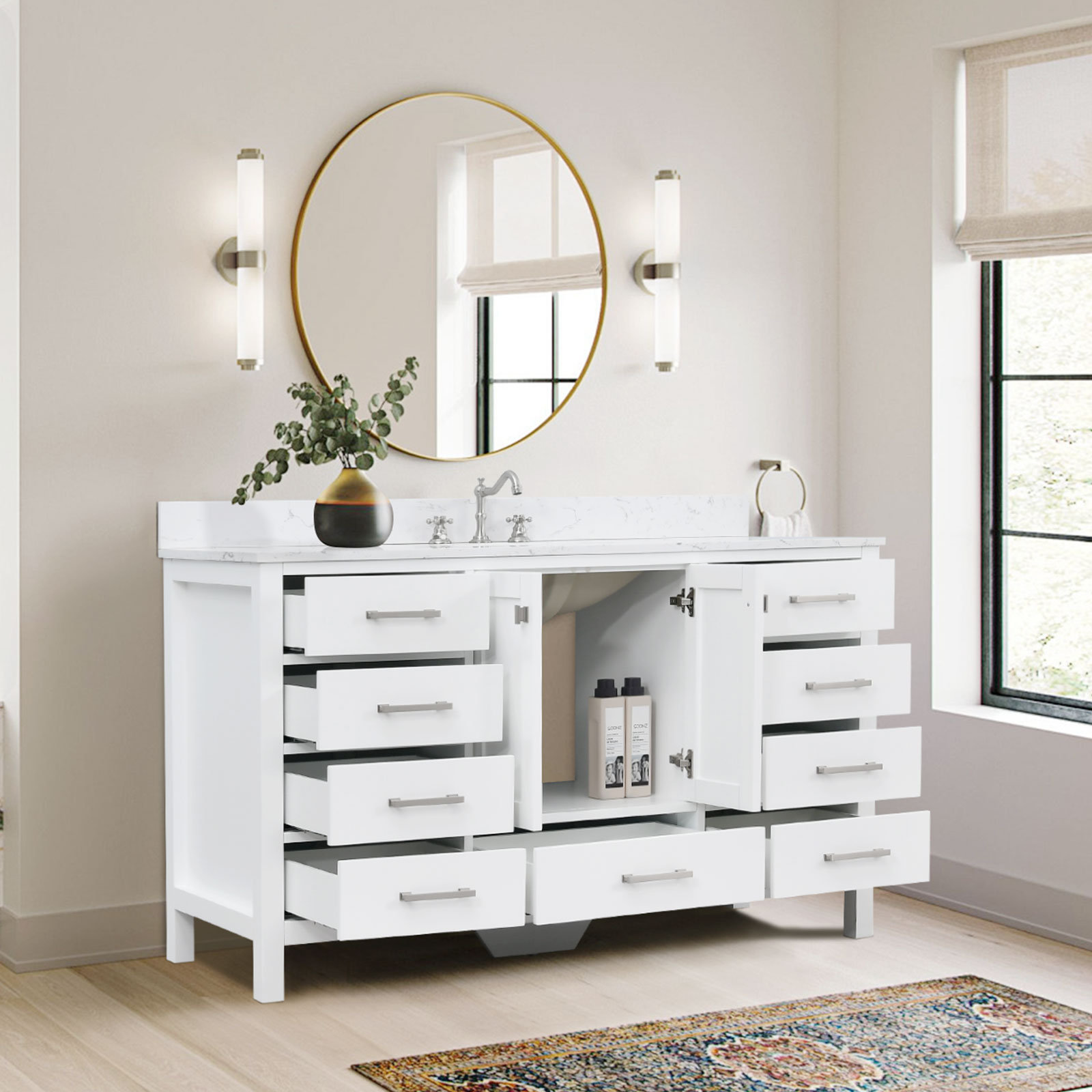 Winston Porter Zenith 60'' Single Bathroom Vanity With Engineered Stone ...