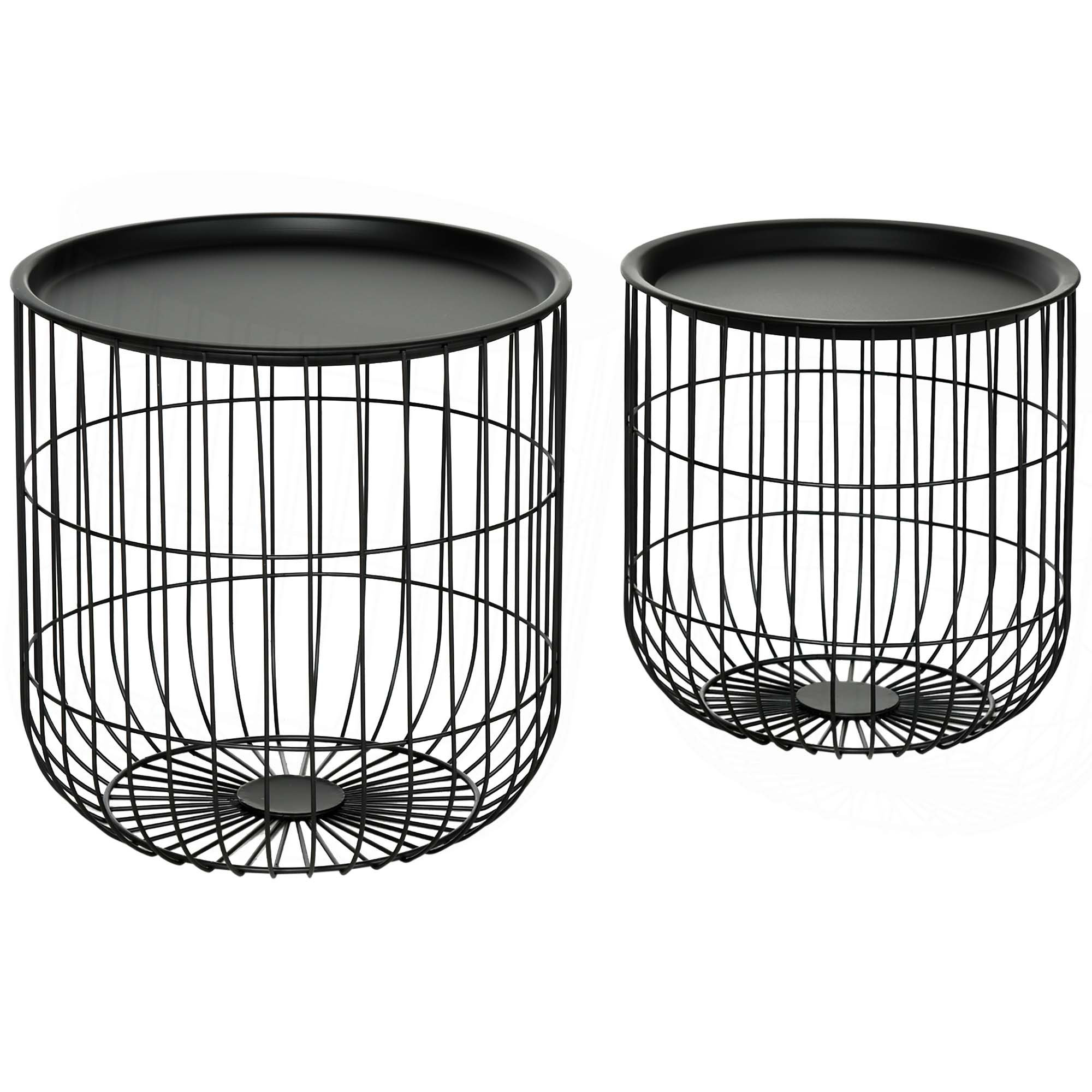 George Oliver HOMCOM Nesting Coffee Tables,Round Coffee Table Set of 2 ...