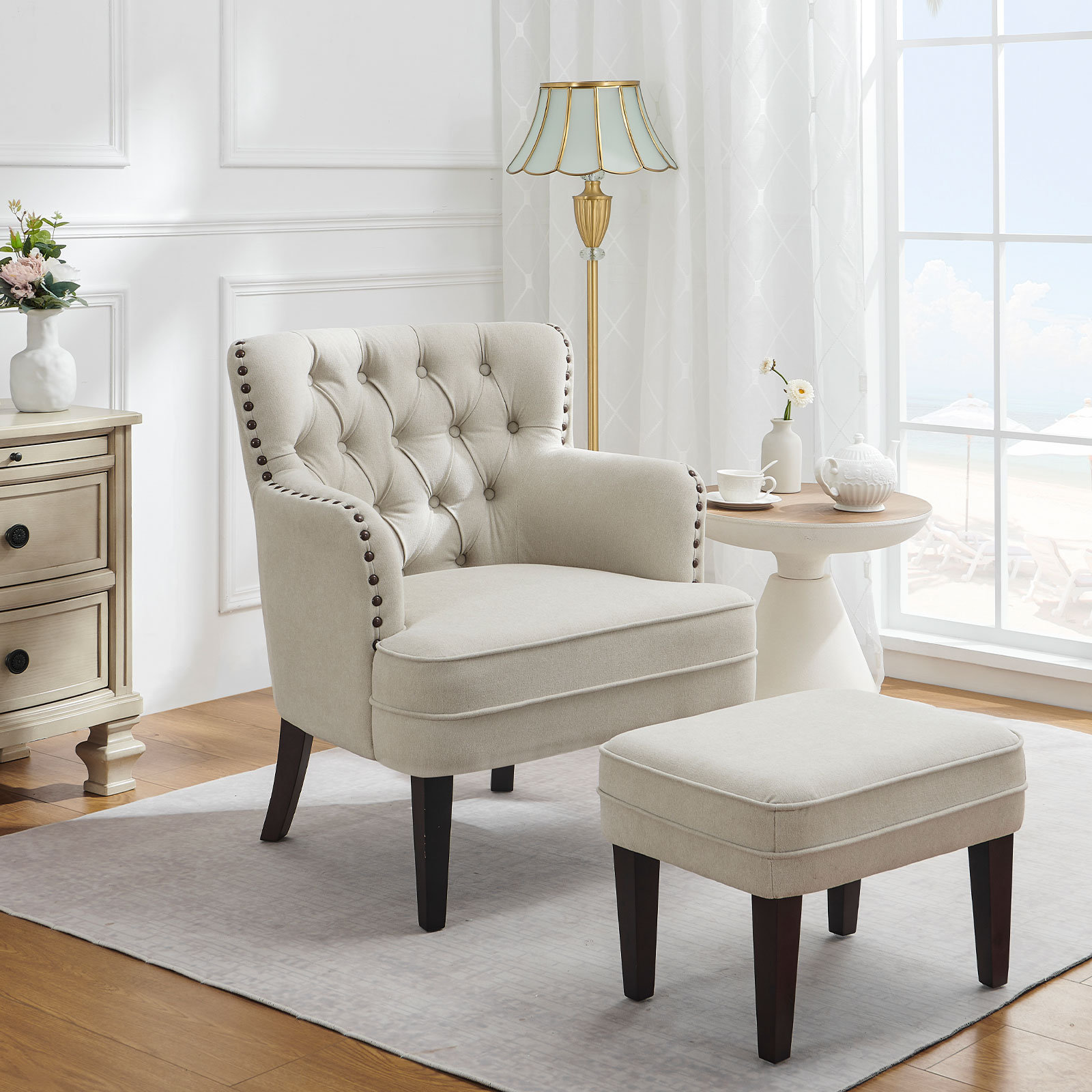 Red Barrel Studio® Clarkston 28.3'' Wide Tufted Armchair and Ottoman ...
