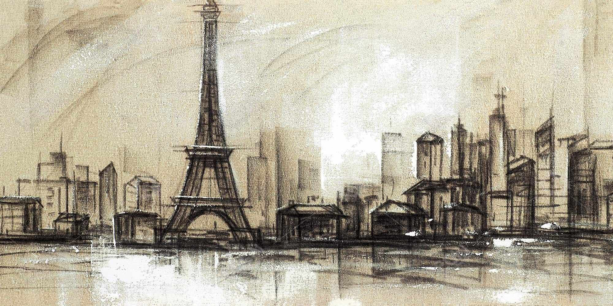 Begin Edition International Inc. Eiffel tower sketch - 15.75"x31.50 ...