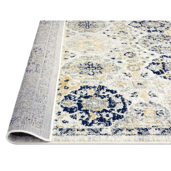 Bungalow Rose Floral Machine Made Power Loom Polypropylene Area Rug in ...