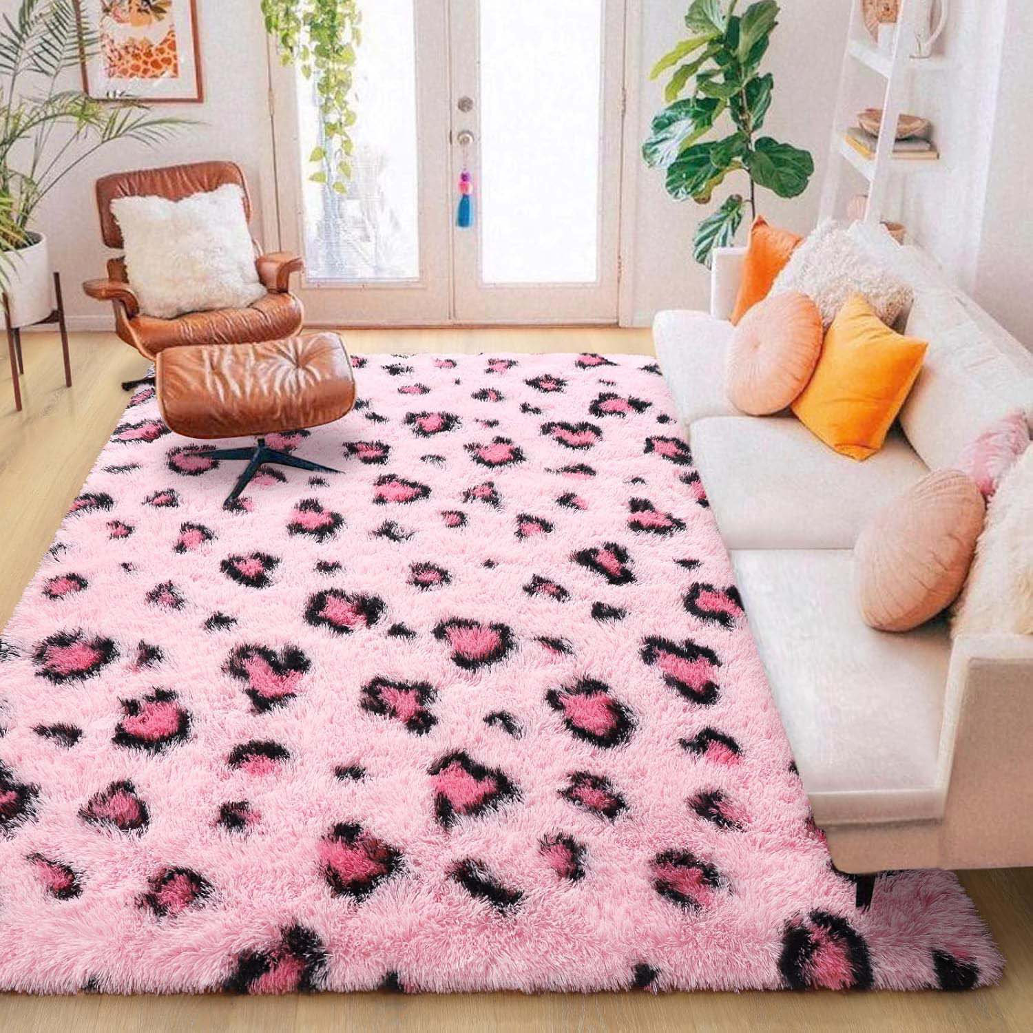 Mercer41 Leopard Print Rugs, 4X6 Feet Pink Leopard Rug For Bedroom ...