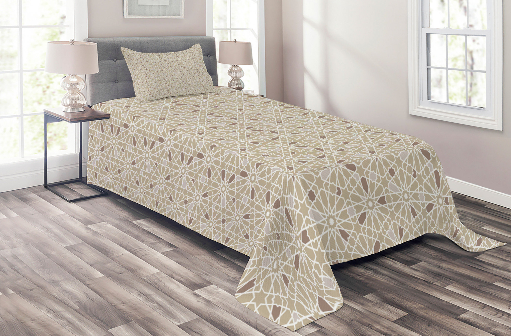 Ambesonne Oriental Tan Microfiber Farmhouse / Country Coverlet ...