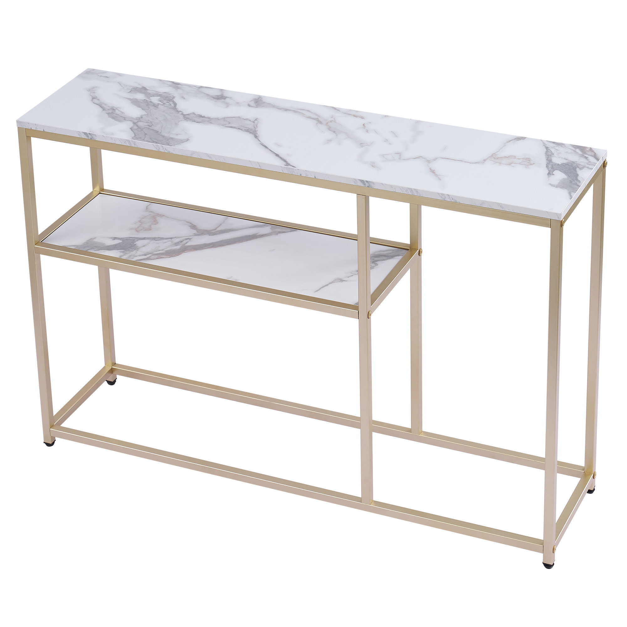 Everly Quinn 47" Narrow Console Table,Marble Sofa Table TV Entryway ...