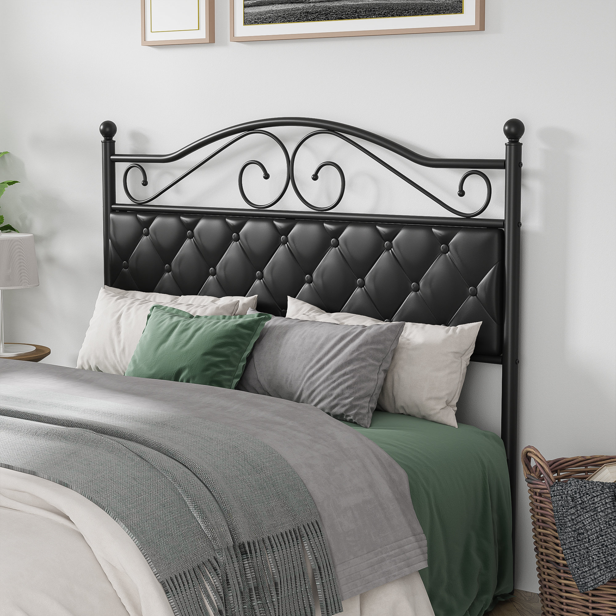 Charlton Home® Retro Metal Upholstered Headboard With Elseline And ...