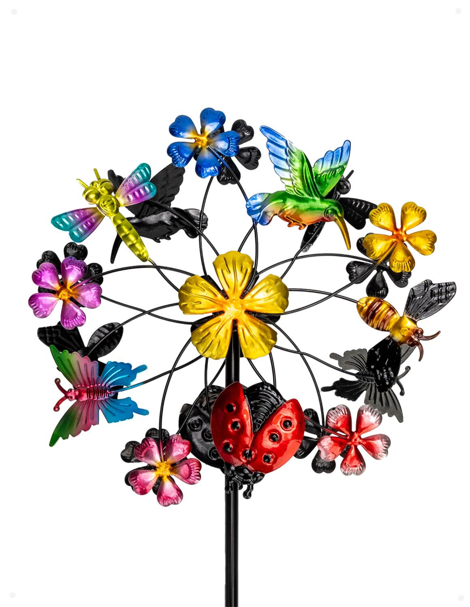 Arlmont & Co. Metal Windmill with Hummingbirds, Butterflies and Bees ...