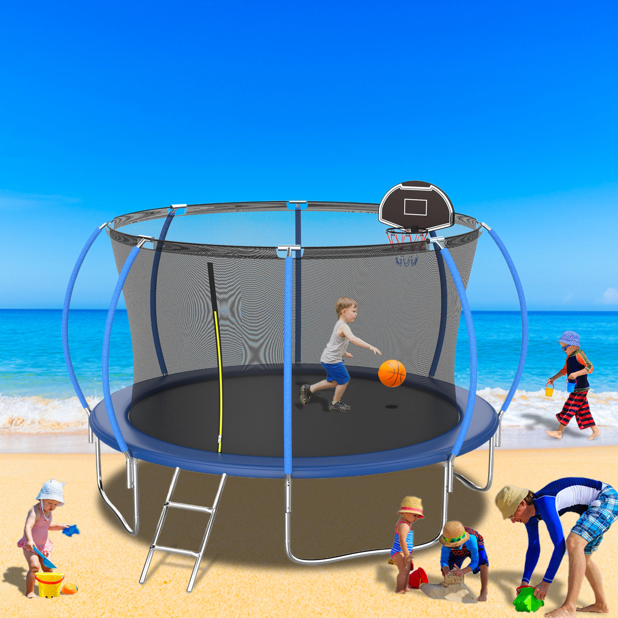SUMIJ Round Backyard Trampoline with Safety Enclosure | Wayfair