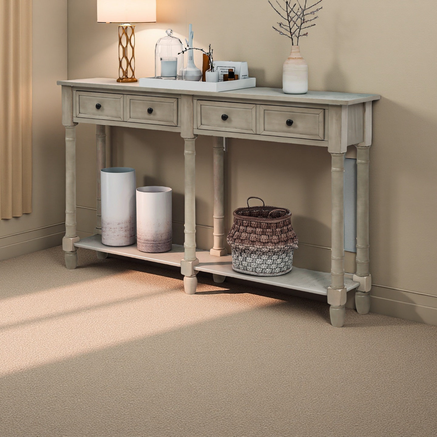 Latitude Run® Console Table Sofa Table Easy Assembly With Two Storage ...