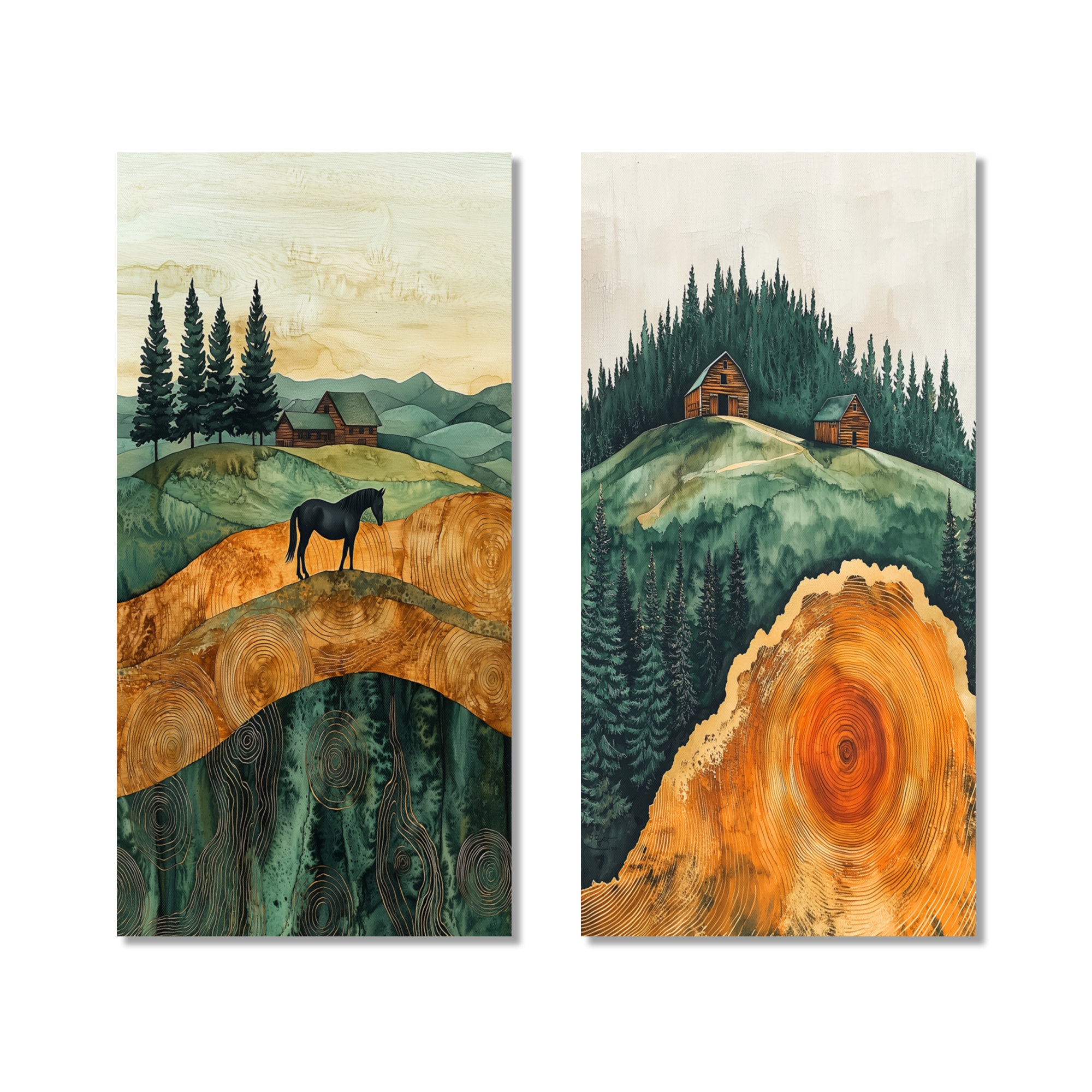 Millwood Pines Equine Elegance Of The Horse By The Farm III - Animals Wall Art 2 Pieces ...