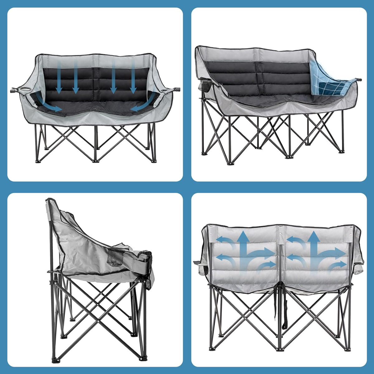 Arlmont & Co. Glena Oversized Folding Double Camping Chair, 2 Person ...