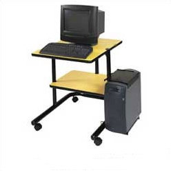 Luxor Short 24" Wide Contemporary Workstation with Two Shelves | Wayfair