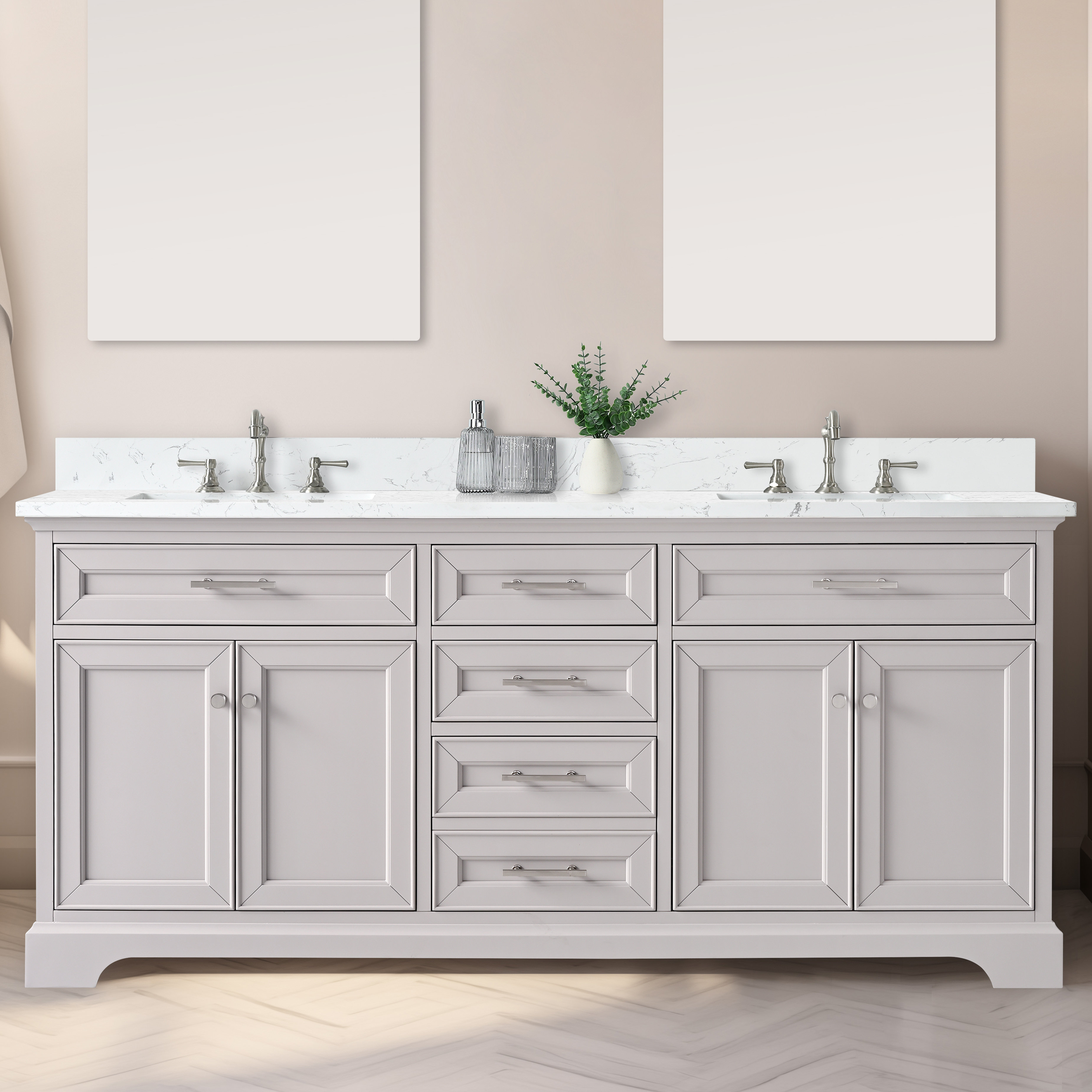 Three Posts™ Currahee 72'' Free-standing Double Bathroom Vanity with ...