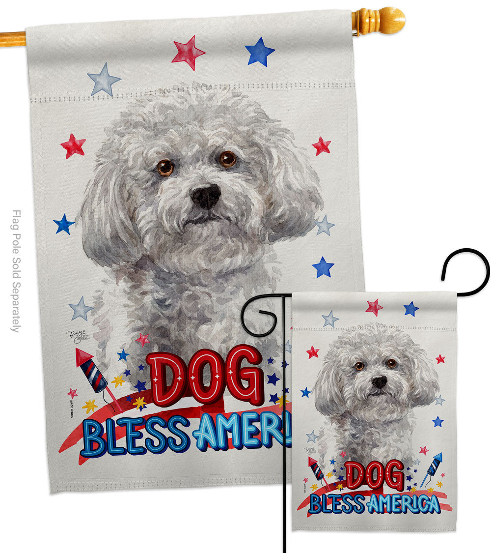 Breeze Decor Patriotic Bichon Frise Flags Set Dog Animals 28 X40 Inches ...