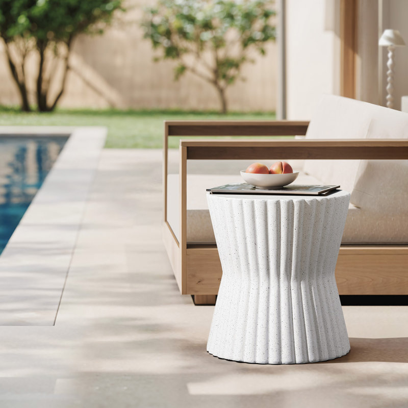 Latitude Run® White with Gray Fluted Hourglass-Shape Round MgO Side ...