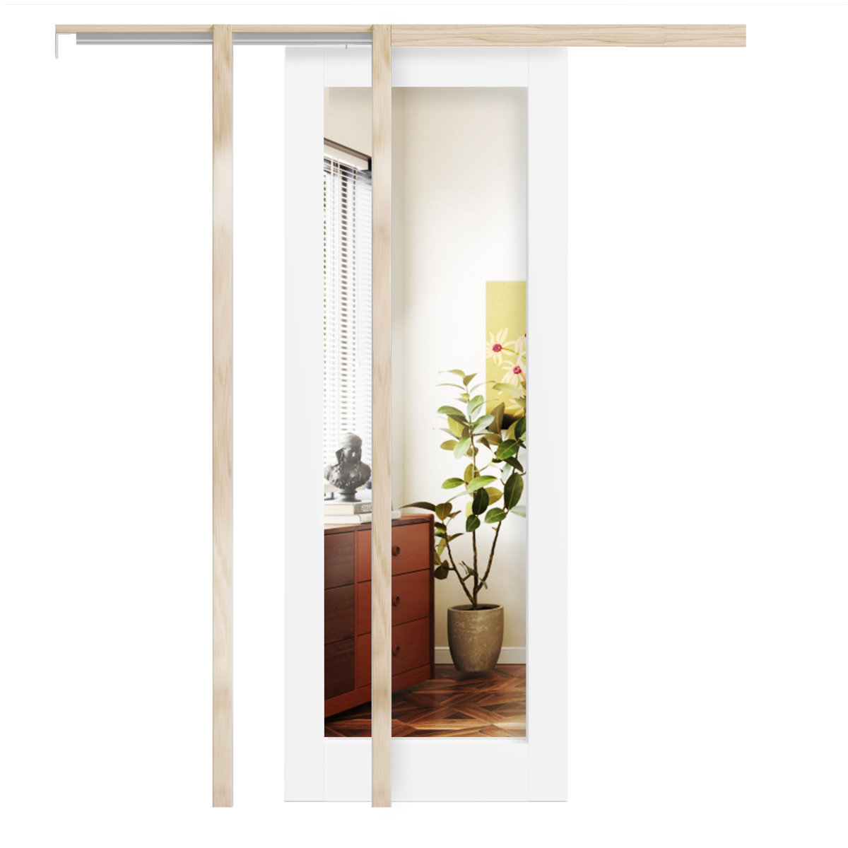 CHIC MODE 1 - Lite Mirrored Surfaced Solid Wood Pocket Interior Door ...