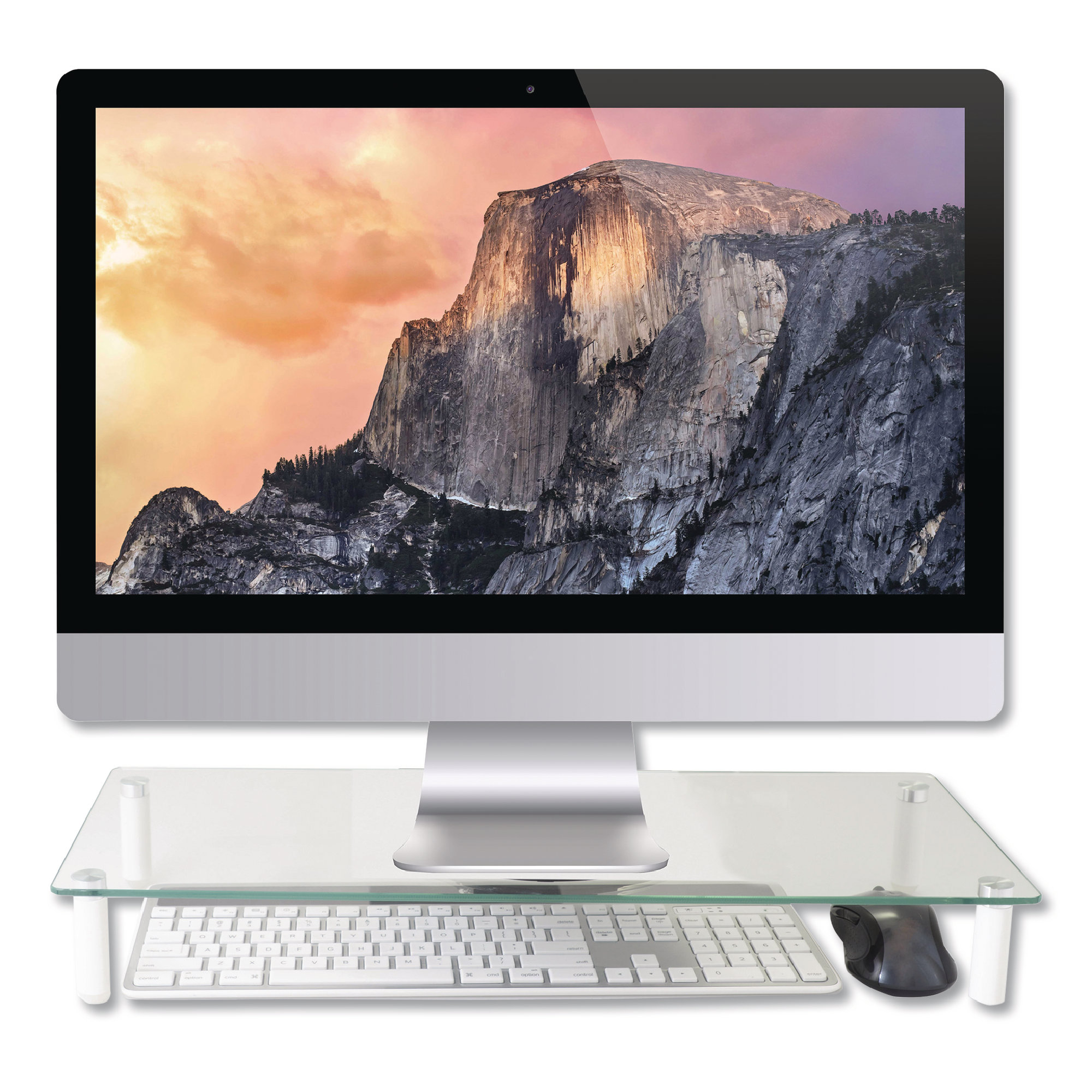 Kantek Black Desktop Mount with Shelving, Holds up to 40 lbs | Wayfair