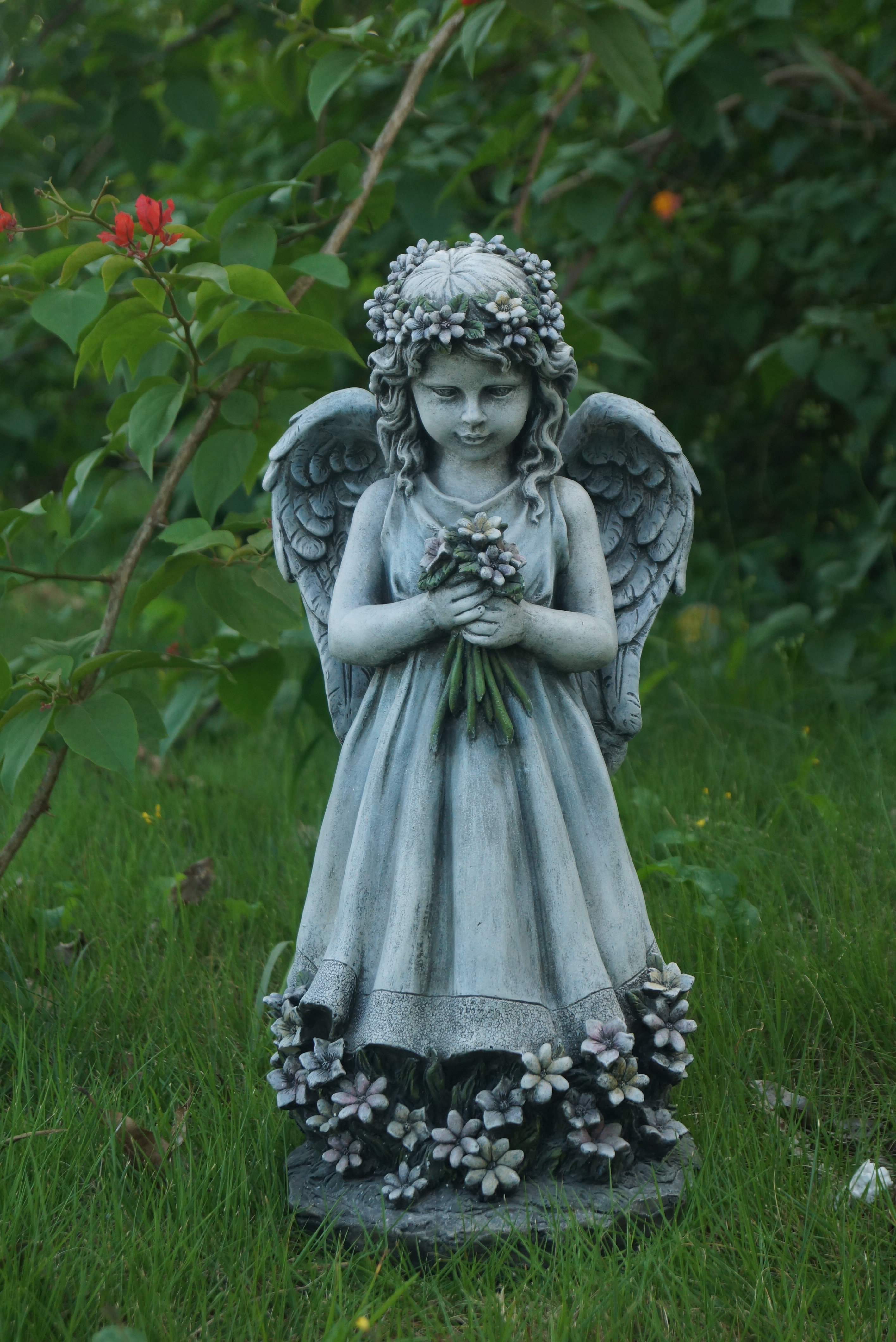 Hi-Line Gift Ltd. Angel Holding Flowers Statue & Reviews | Wayfair