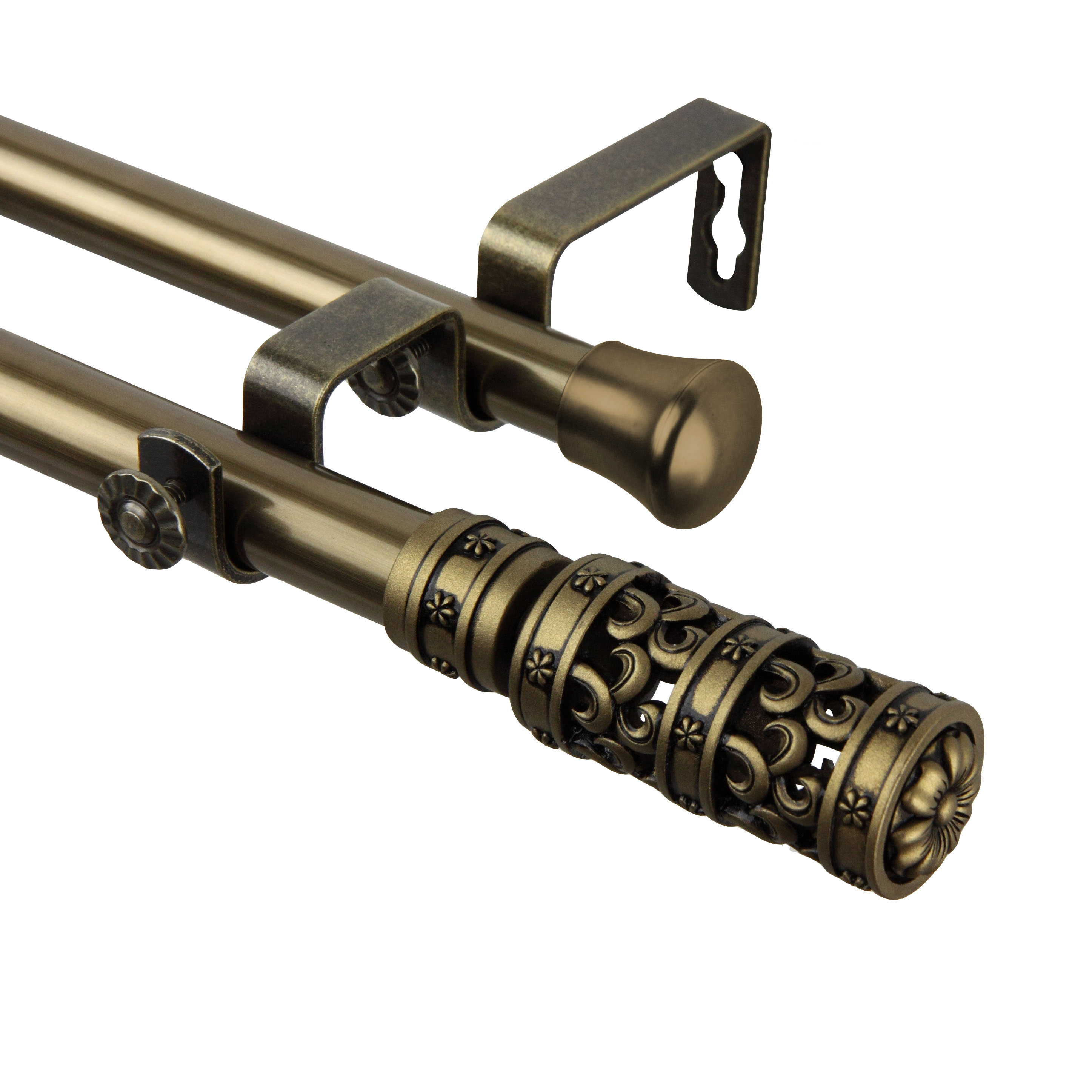 Fleur De Lis Living Ensemble de tringle à rideaux double et quincaillerie pour fenêtre ...