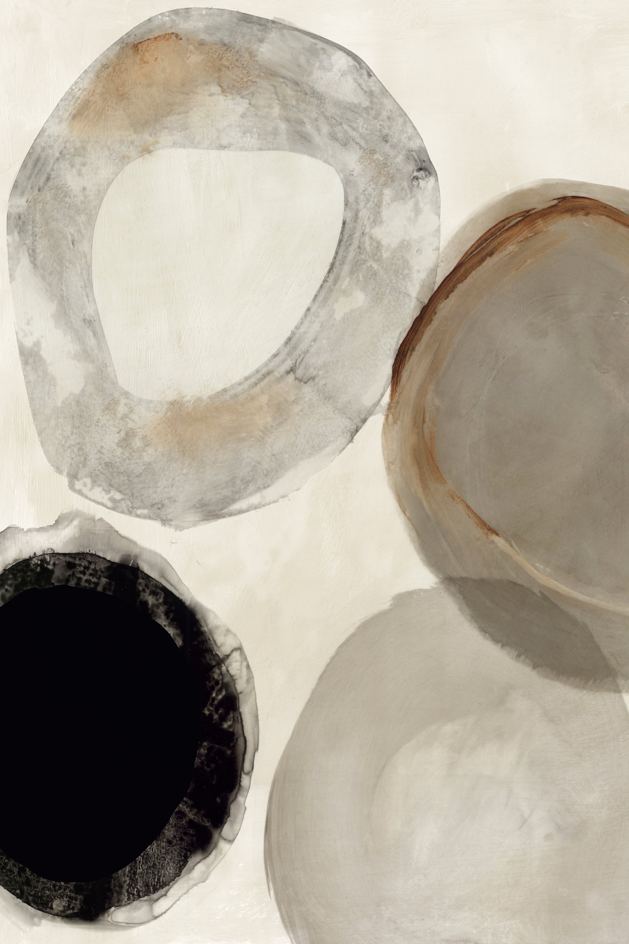 Wrought Studio™ Beige Rings II by Tom Reeves - Wrapped Canvas Print ...