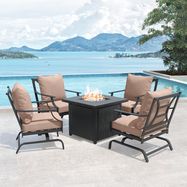 Grand Patio 5 Piece Multiple Chair Seating Group with Cushions ...