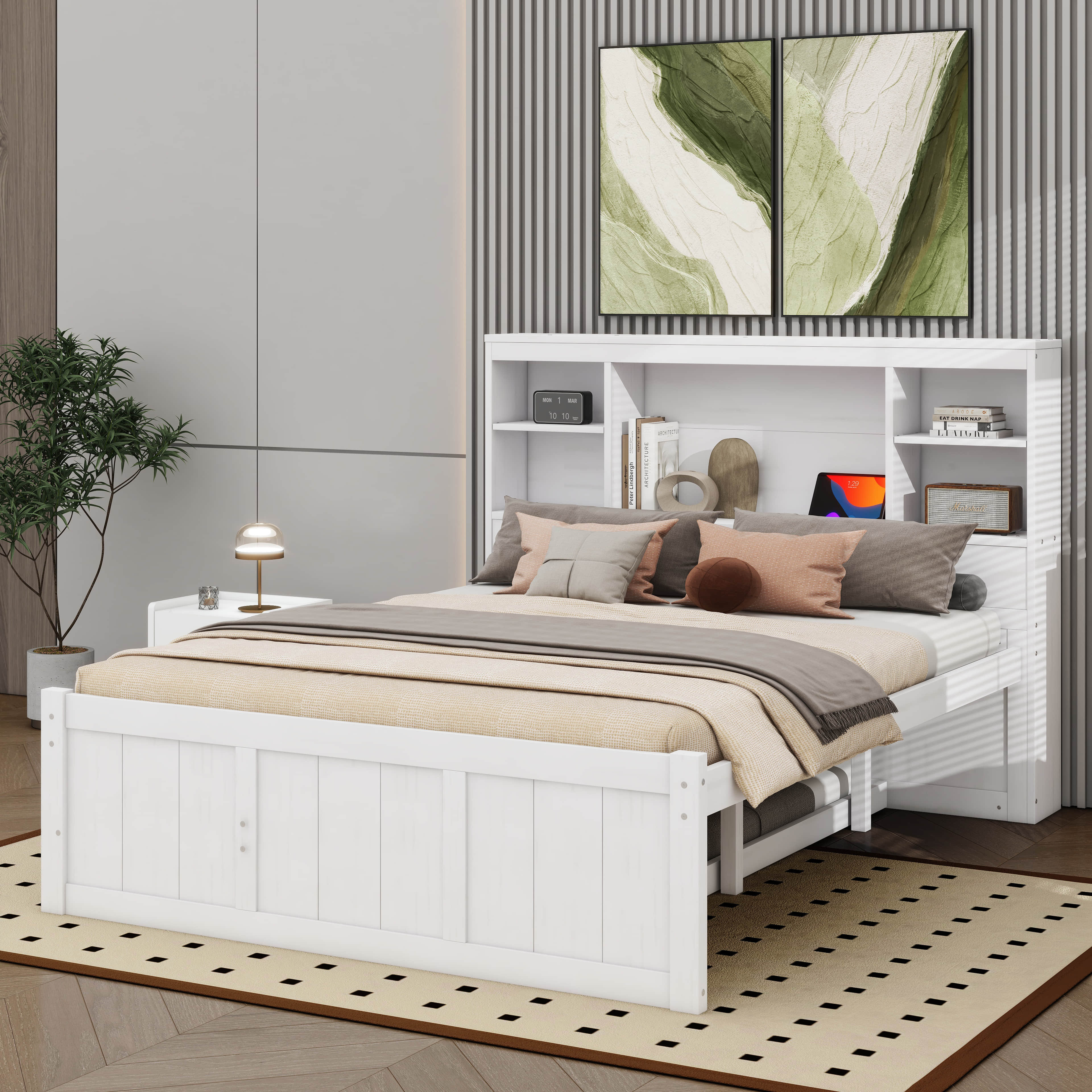 Red Barrel Studio® Truen Platform Bed with Storage Headboard | Wayfair