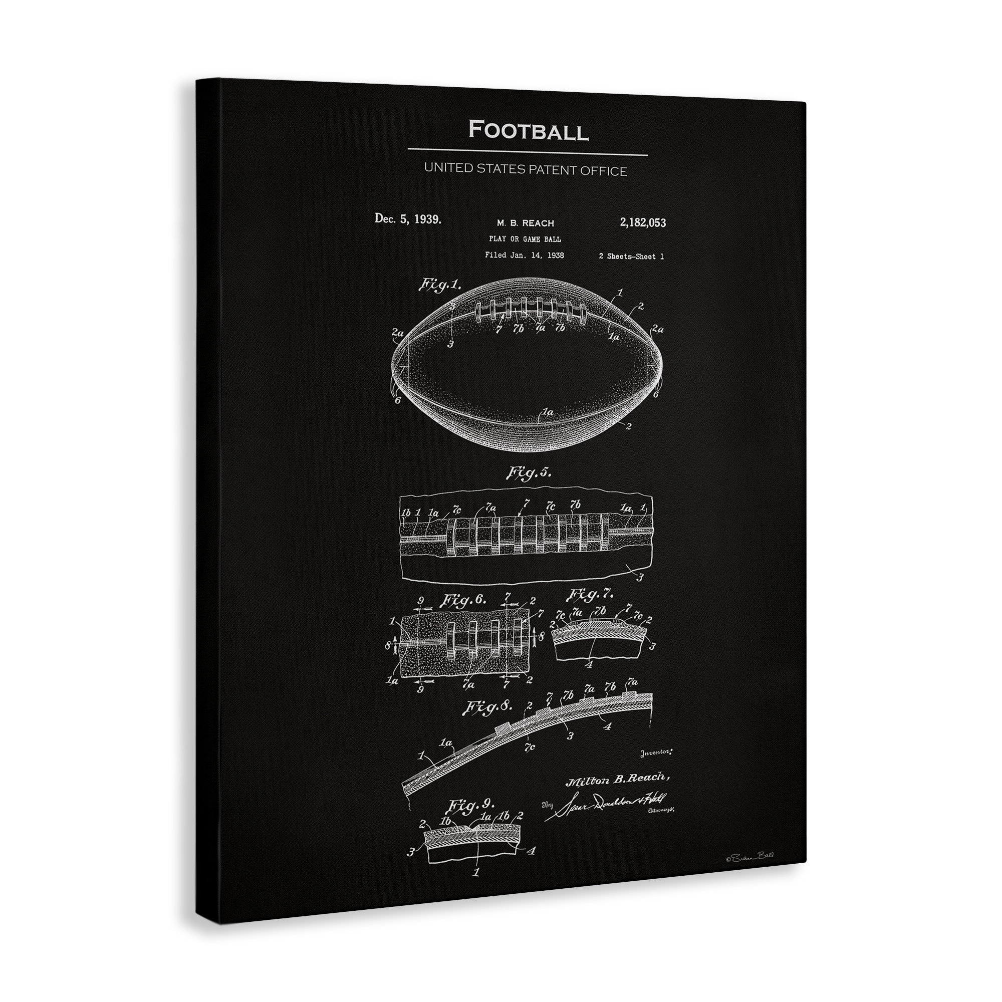 17 Stories Detailed Football Blueprint Canvas Wall Art by Susan Ball ...