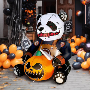 The Holiday Aisle® Halloween Pumpkin Panda, Day of the Dead Blow up ...