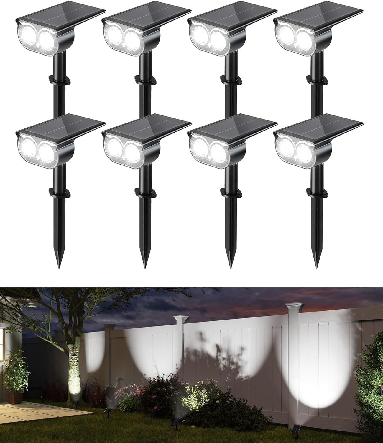 JACKYLED Black Low Voltage Solar Powered Integrated LED Spot Light Pack ...