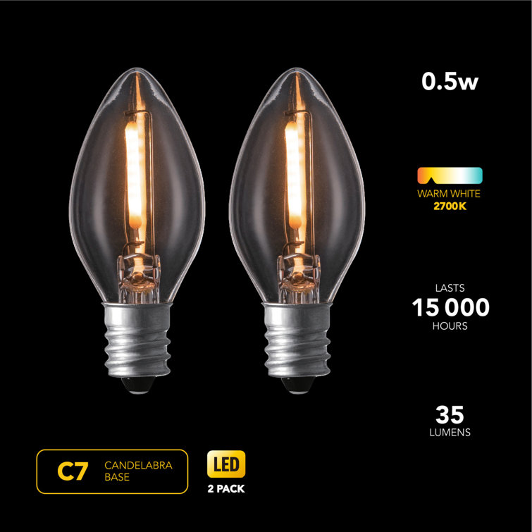 Globe Electric Company 0.5 Watt Equivalent C7 E12/Candelabra 2700K LED ...