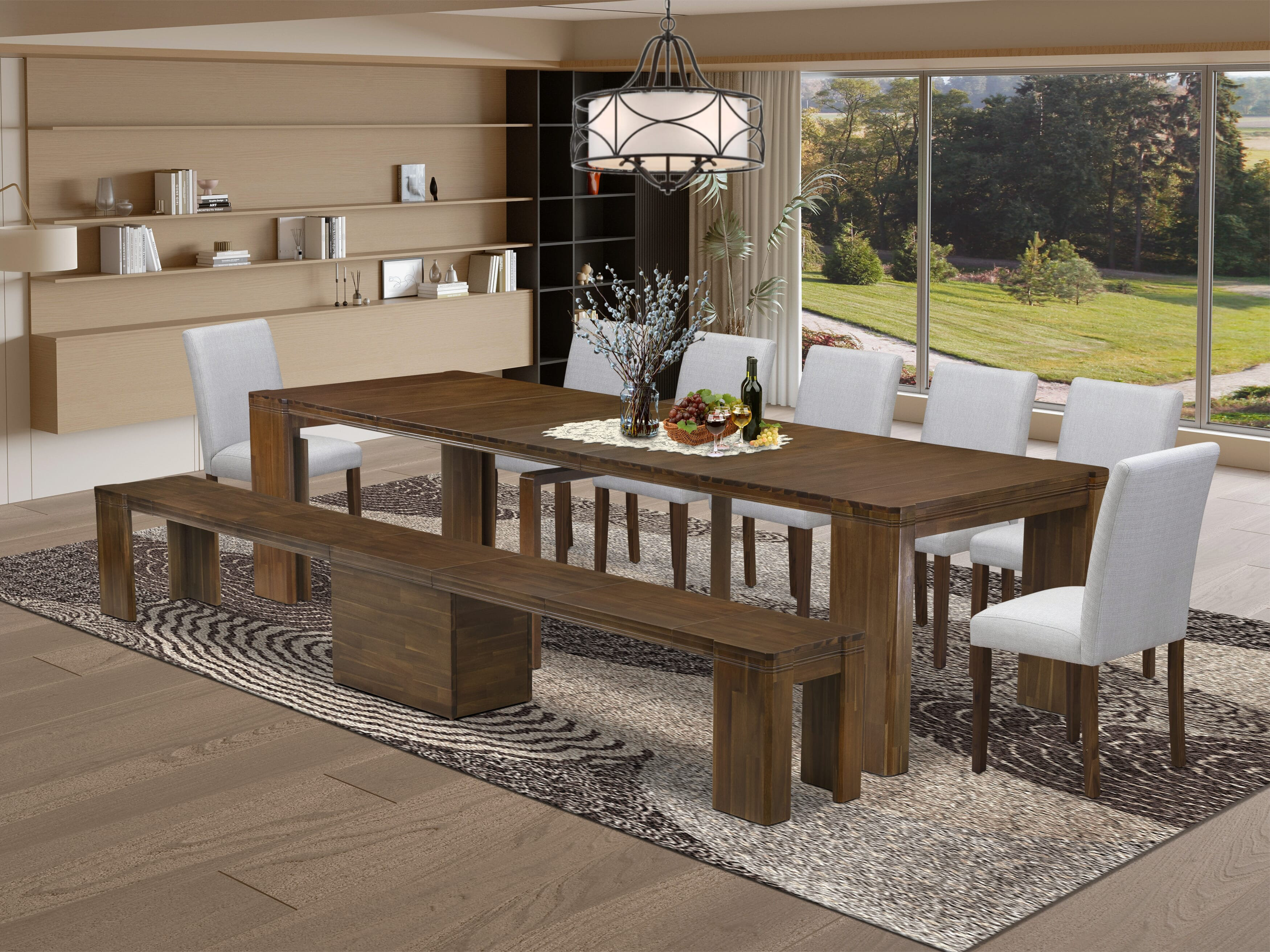 Luxe by East West Furniture 9 Pieces Extendable Dining Set Includes a ...