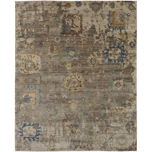 Madison Couture Rugs Stigall Hand Knotted Wool Area Rug in Brown | Perigold
