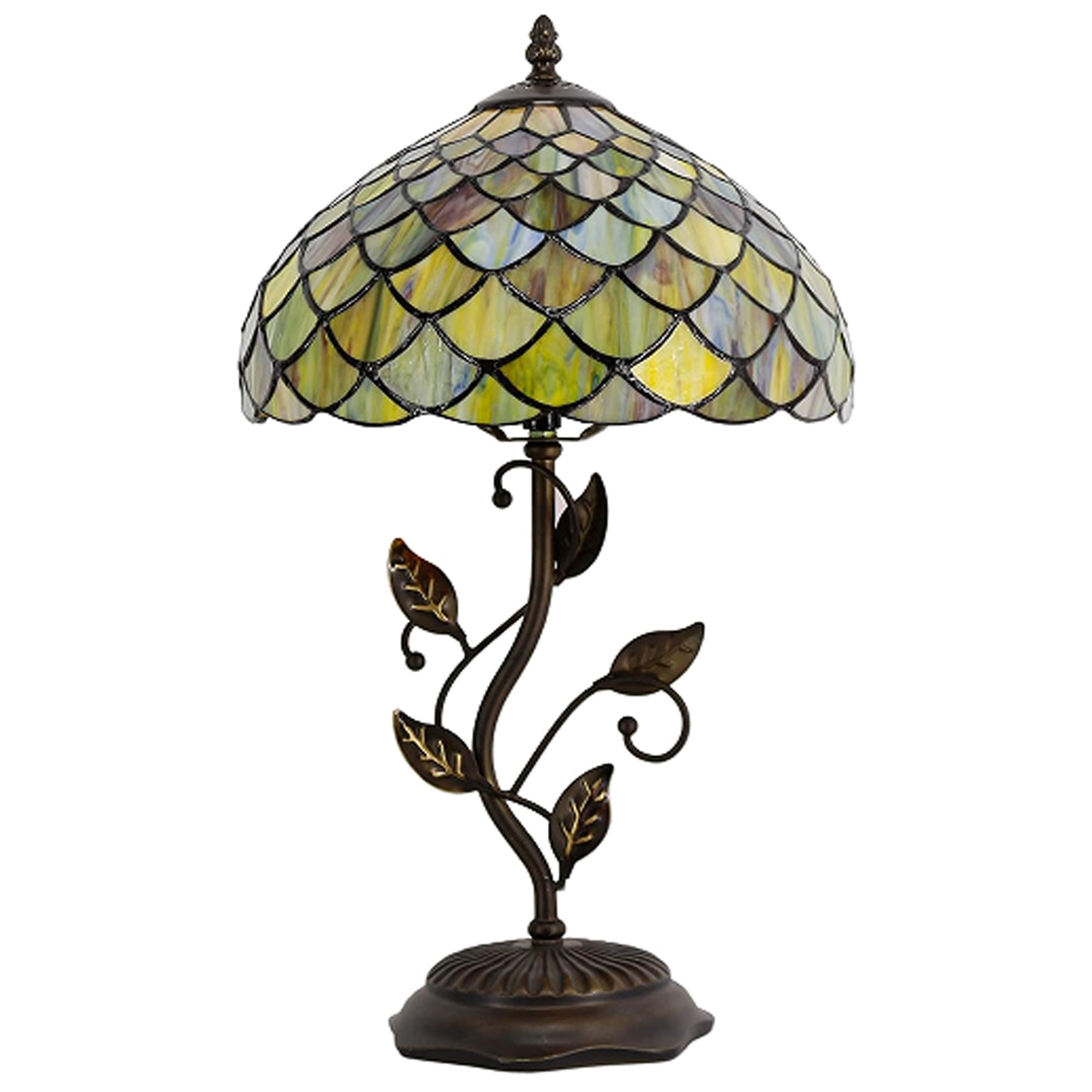 Alcott Hill® Tiffany Lamp Fish Scales Style Stained Glass Table Lamp ...
