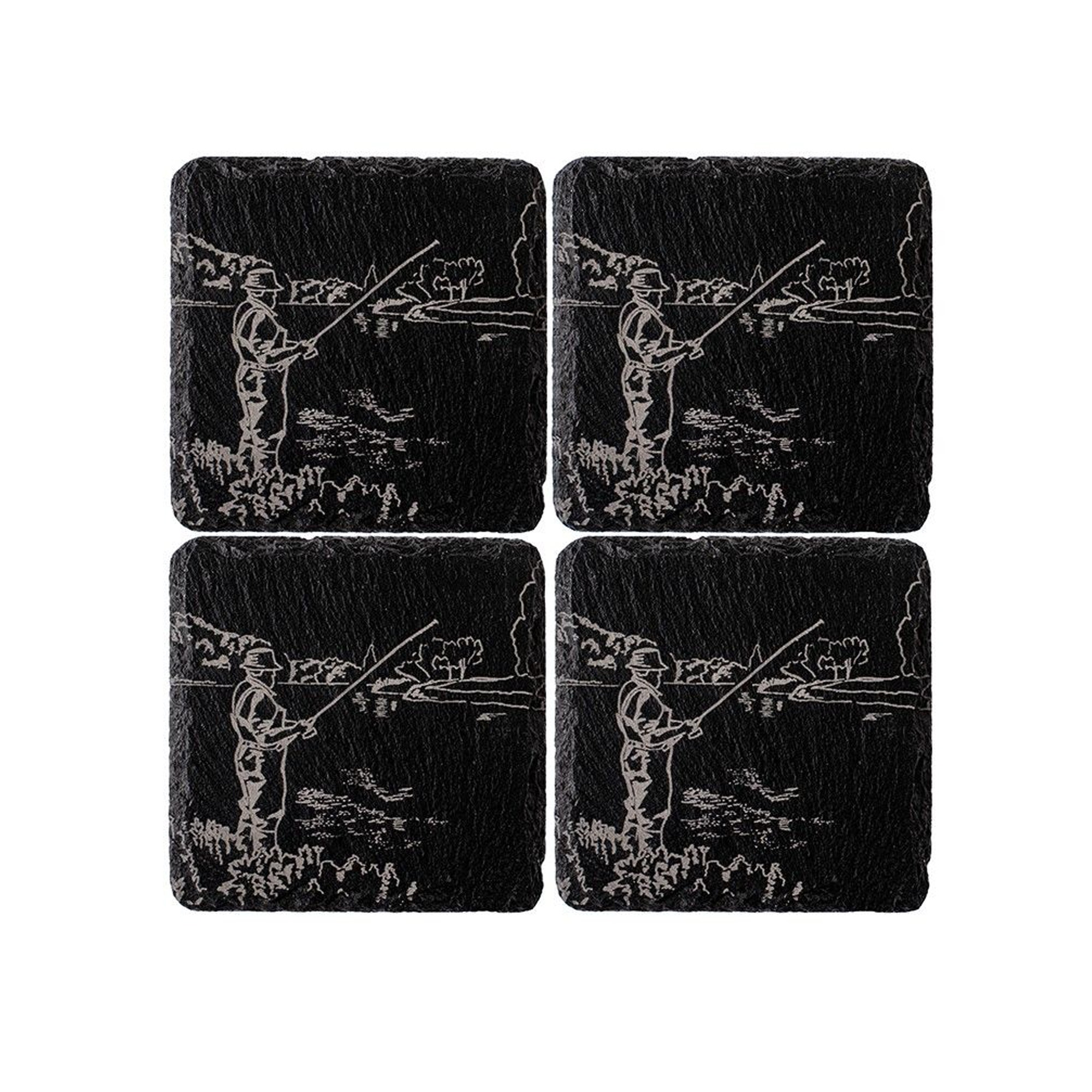 Selbrae House Set of 4 Slate Fishing Coasters - Black | Wayfair.co.uk