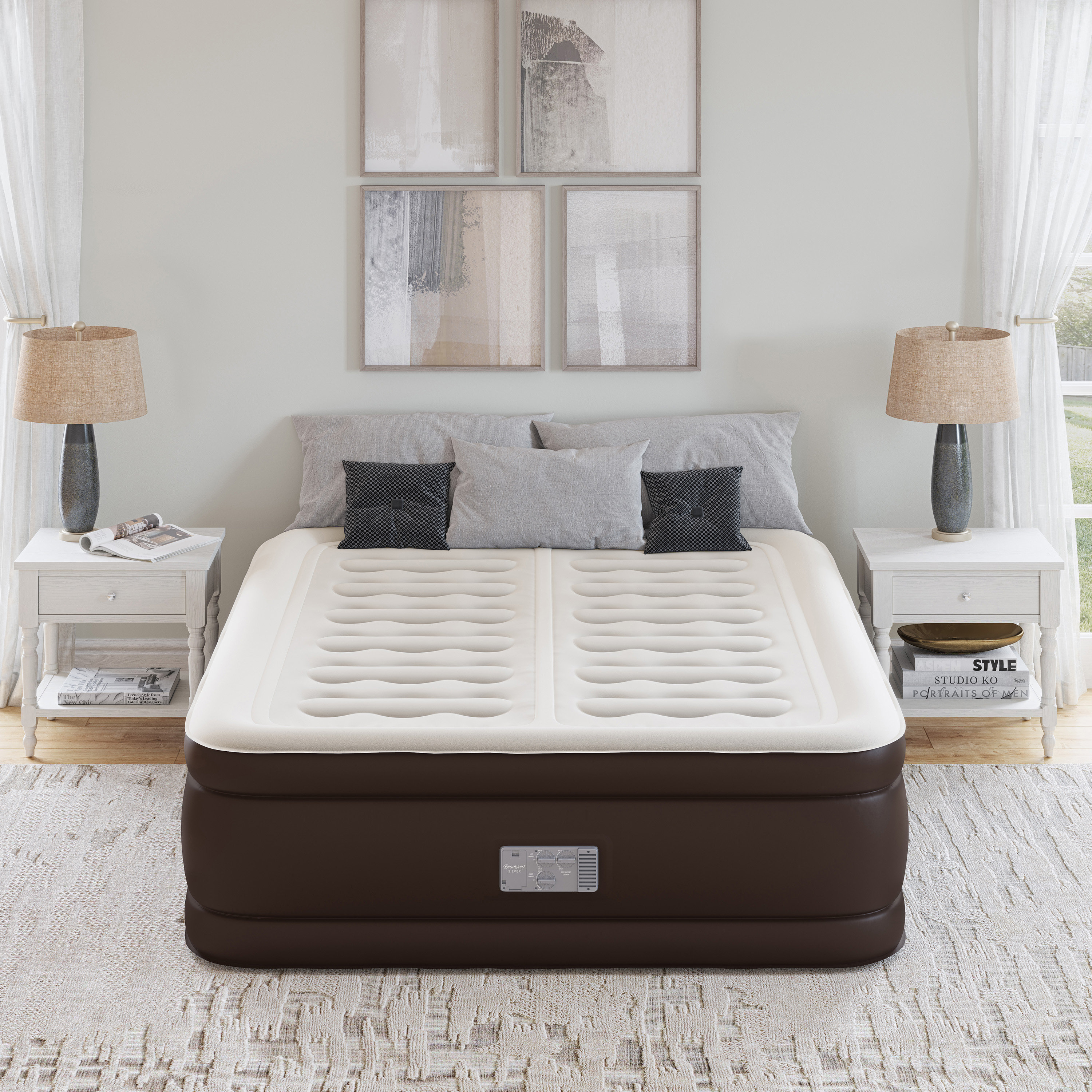 Beautyrest Duet 18" Queen Inflatable Air Mattress, Built-in Tri-Zone ...